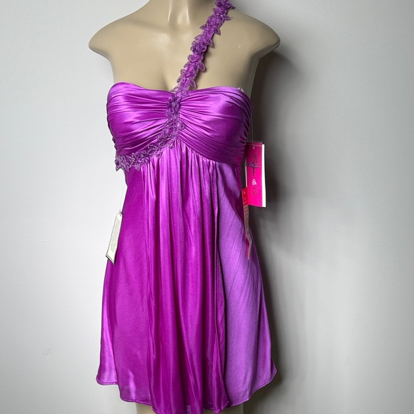 Morgan & Co. | Dresses | Morgan Co Purple Oneshoulder Mini Dress | Poshmark